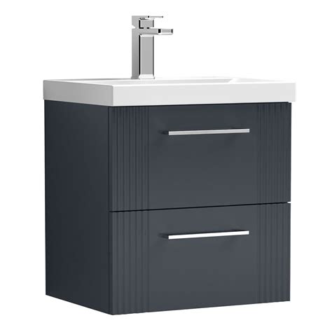 Nuie Deco 800mm 2 Drawer Wall Hung Vanity Unit And Minimalist Basin