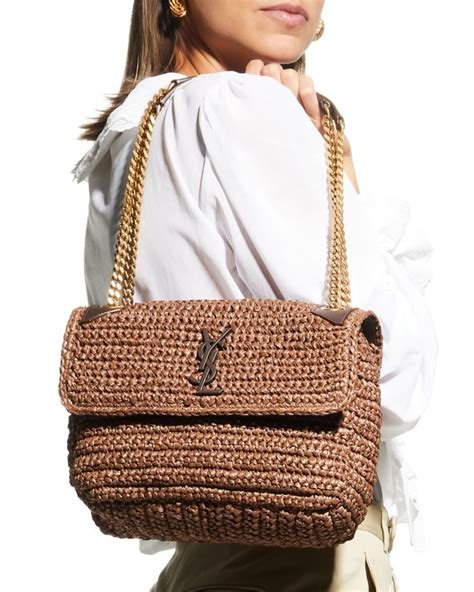 Saint Laurent Niki Medium Flap YSL Shoulder Bag In Raffia Shoulder Bag Crochet Shoulder Bag