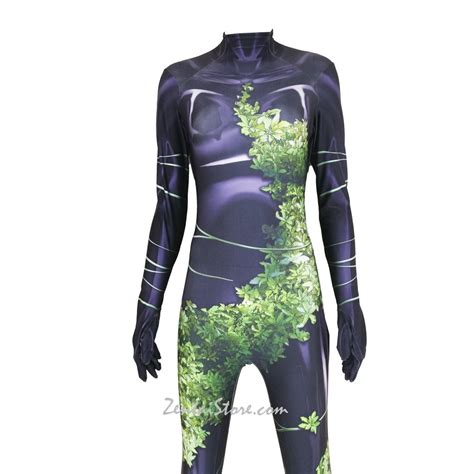 Women Dc Poison Ivy Cosplay Costumes Skin Suits Jumpsuit Plant Girl