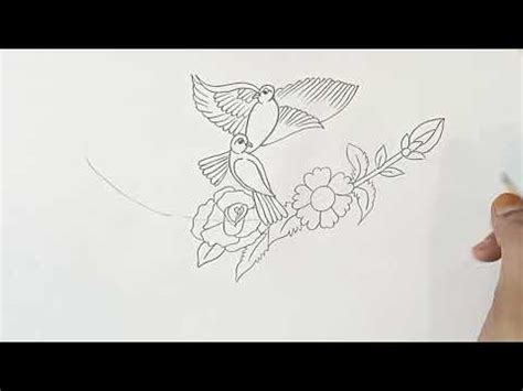 How To Draw A Birds Step By Step Drawing Birds Amongst Flowers Pencil Sketch Art Video