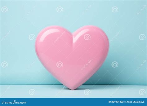 Pink Heart On A Blue Background The Concept Is Minimalistic Love