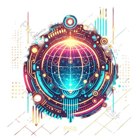 Vibrant Abstract Digital Art With Neon Colors And Futuristic Circuit
