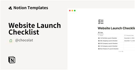 Website Launch Checklist Template by chocolat | Notion Marketplace