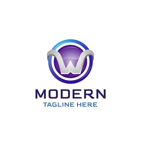 현대 회사에 적합한 다채로운 문자 W 로고 프리미엄 벡터