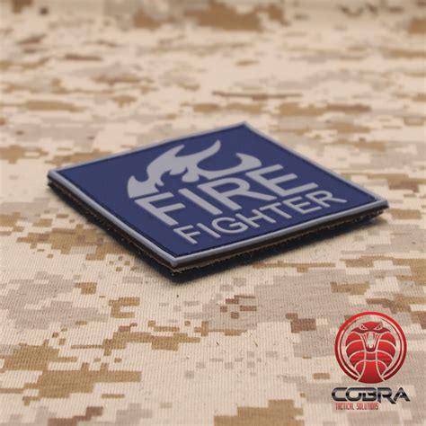 Fire Fighter Gray Pvc Patch Velcro Military Airsoft
