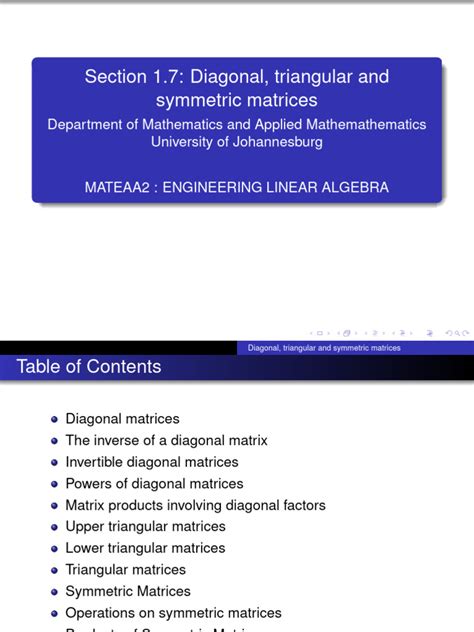 1 7 Diagonal Triangular And Symmetric Matrices Pdf Matrix Mathematics Matrix Theory