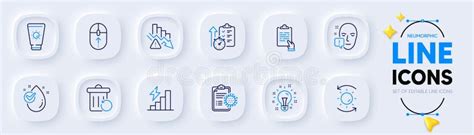 Face Attention Idea And Clipboard Line Icons For Web App Pictogram
