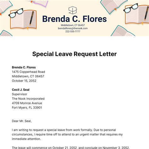 Free Special Leave Request Letter Template To Edit Online