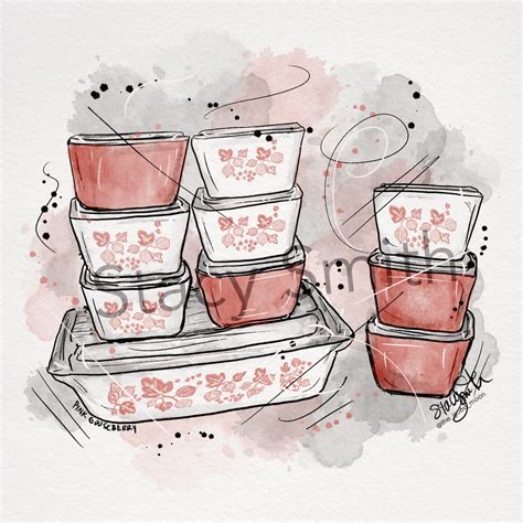 Vintage Pyrex Inspired Drawing Digital Download Etsy