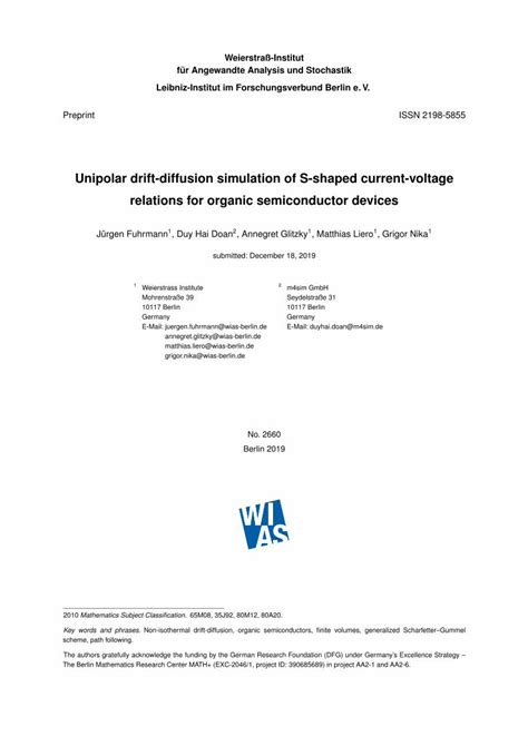 Pdf Unipolar Drift Diffusion Simulation Of S Shaped Current Dokumen Tips