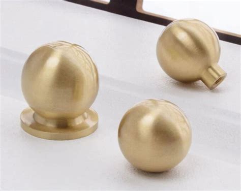 Brushed Brass Jewelry Box Drawer Knobs Mid Century Modern Mini Ball