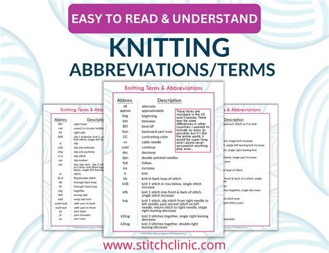 Knitting Terms Abbreviations Printable Knitting Resource Help Reading A Knitting Pattern Learn