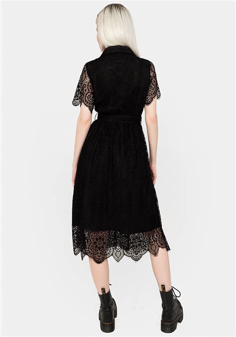 Disturbia Martyr Collar Lace Midi Shirt Dress Dresses