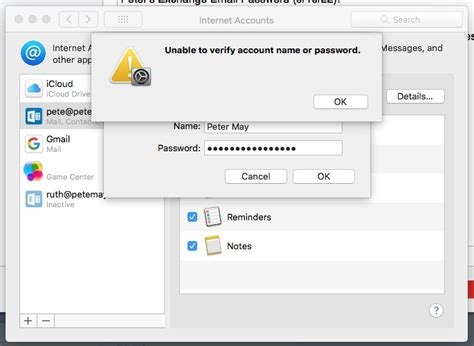 Mail Is Unable To Verify Account Name Or Apple Community