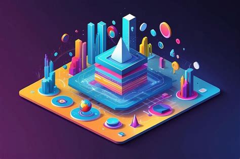Premium Photo Data Visualization Concept 3d Isometric Vector Illustration