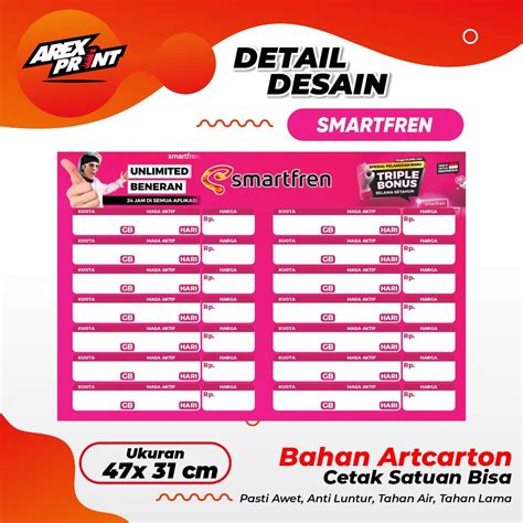 Jual Poster Daftar Harga Paket Data Poster Konter Harga Kuota Data