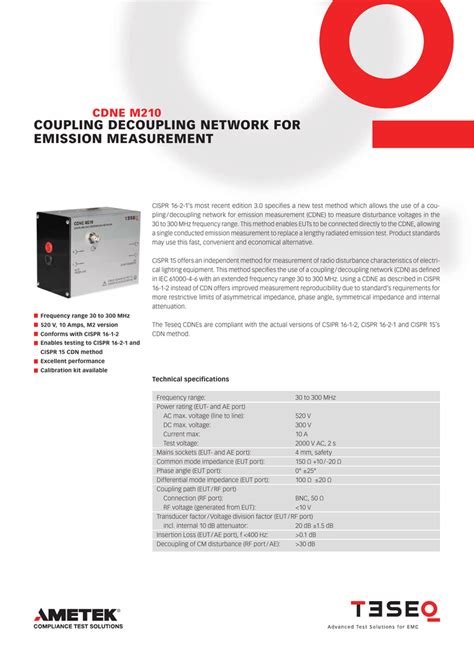 coupling decoupling network for emission measurement