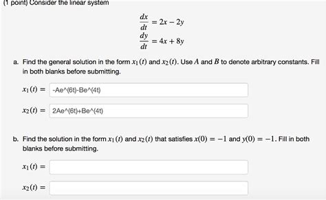 Solved Consider The Linear System