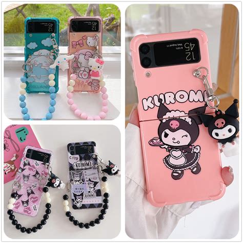 Z Flip 3 4 5g Phone Case Kuromi Hello Kitty Sanrio Cartoon Cinnamoroll
