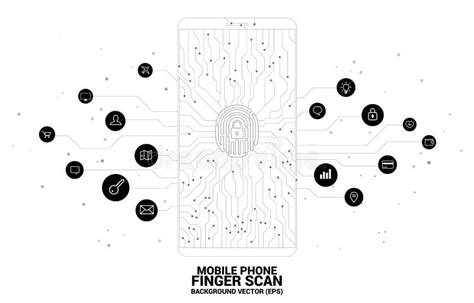 Thumbprint With Circuit Board Binary Code Illustration Stock Vector