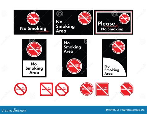 Vector Icon Set Of No Smoking Stock Vector Illustration Of Person