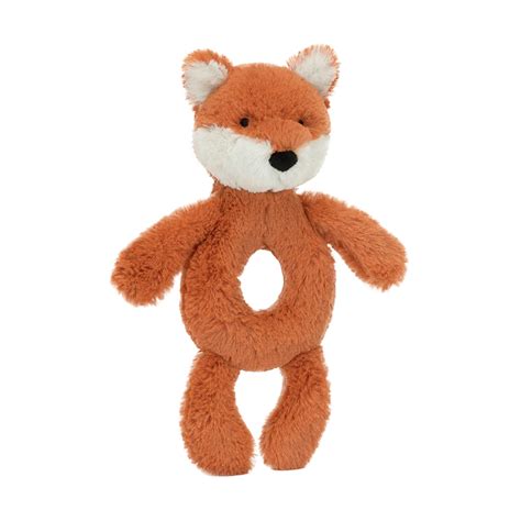 708 Jellycat Bashful Fox Cub Ring Rattle Plush Toy 2025 Valentines