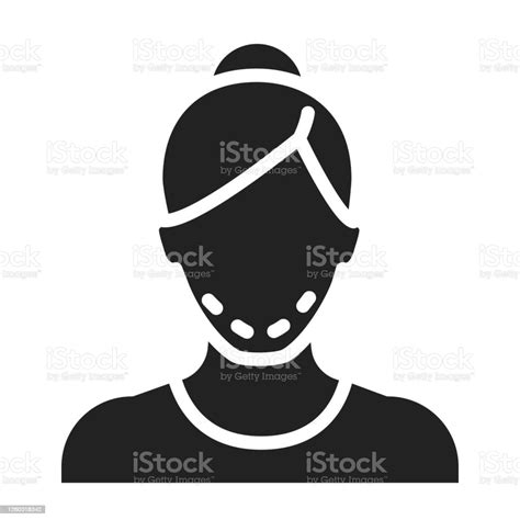 남성 성형술 블랙 글리프 아이콘 턱모양을 바꿉니다 얼굴 수술을 가진 얼굴없는 소녀 격리된 벡터 요소입니다 웹 페이지 모바일 앱