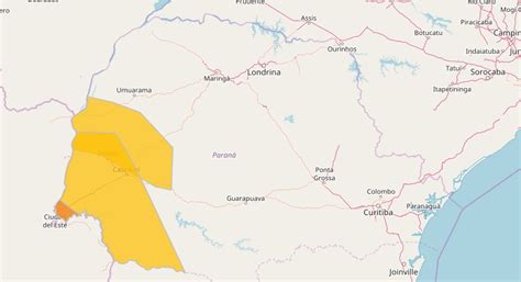Defesa Civil emite alerta de temporal para a Região Oeste do Estado
