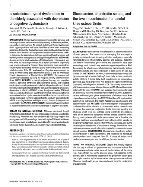 Pdf Is Subclinical Thyroid Dysfunction In The Elderly Associated With Depression Or Cognitive