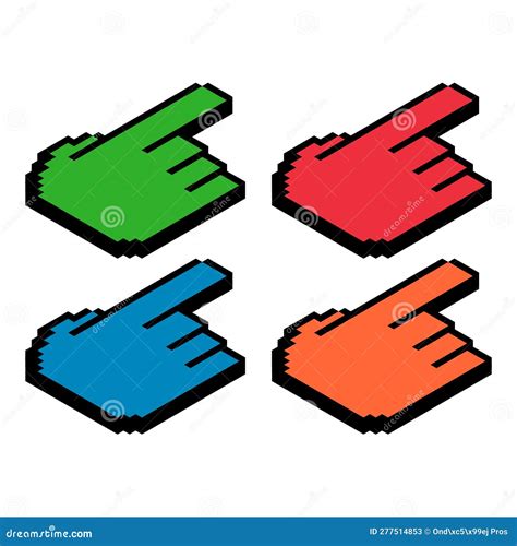 set of finger ixometric pixel web cursor click mouse symbol computer