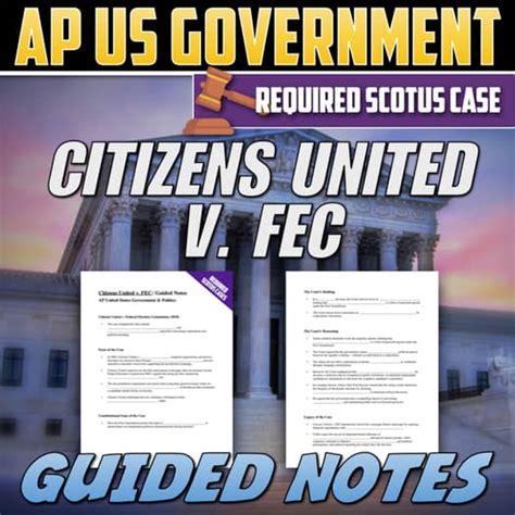 Guided Notes Citizens United V Fec [ap Gov Required Supreme Court Case]