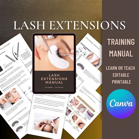 lash extensions canva editable manual eyelash tutorial course training