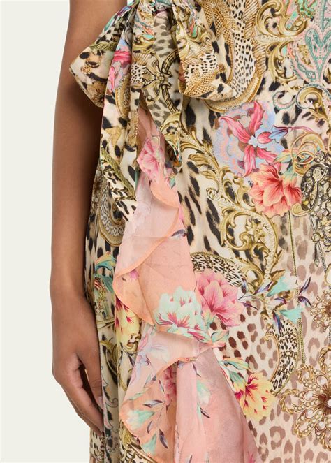 Camilla Long Silk High Low Wrap Dress With Frill Bergdorf Goodman