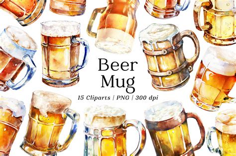 Beer Mug Beverage Watercolor Cliparts Graphic By Lemonmoon · Creative