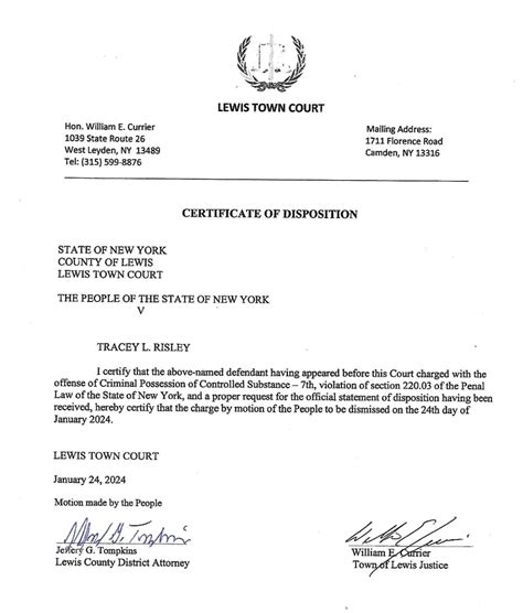 Flack Broadcasting Update Lewis Town Court Issues Certificate Of Disposition Regarding Local