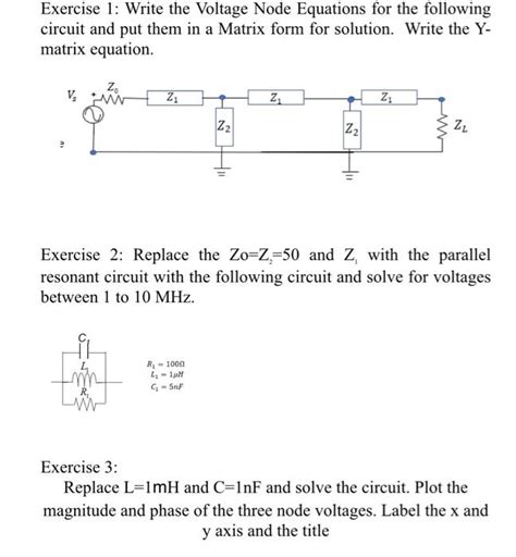 Solved Exercise 1 Write The Voltage Node Equations For The