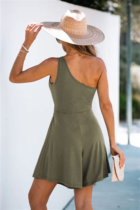 Belted One Shoulder Flowy Romper