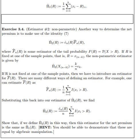 I 1 Exercise 3 4 Estimator 2 Non Parametric