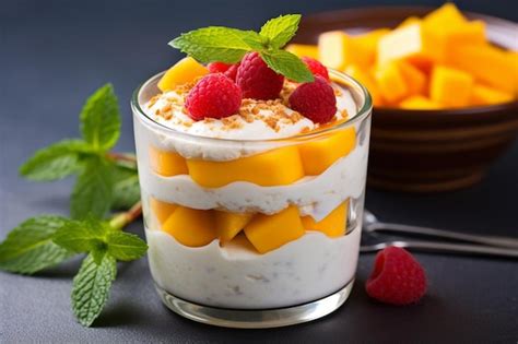 Parfait With Mango And Coconut Premium Ai Generated Image