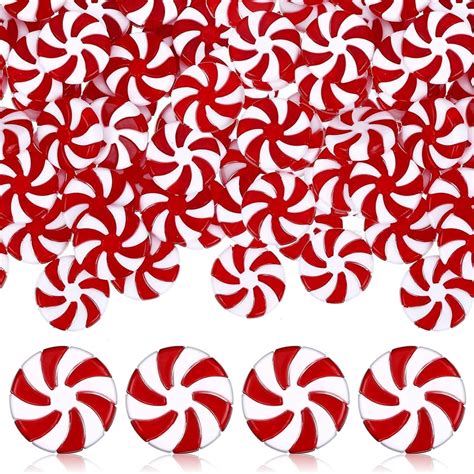 Nogis 100 Pcs 25 Mm Christmas Candy Cane Peppermint Ornaments For