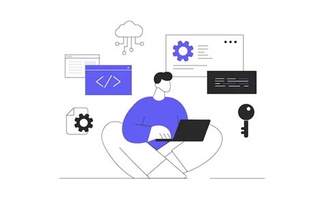 Software Development Programming Coding Man Write Code Settings And