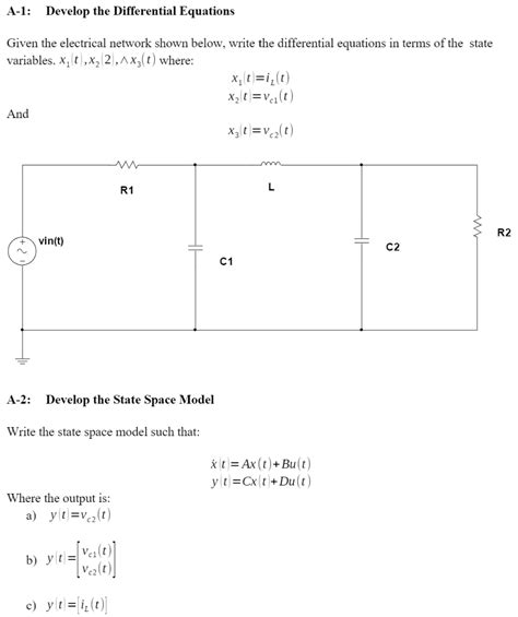 A Develop The Differential Equations Given The Chegg