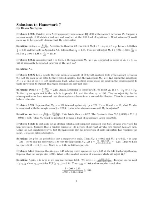 Solutions For Homework 7 Statistical Methods Math 183 Assignments Data Analysis