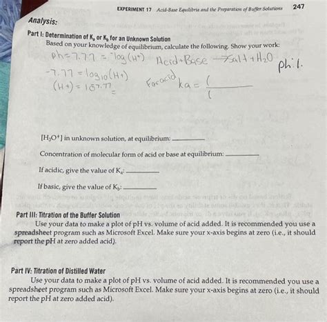 Solved Experiment Acid Base Equilibria And The Chegg Com