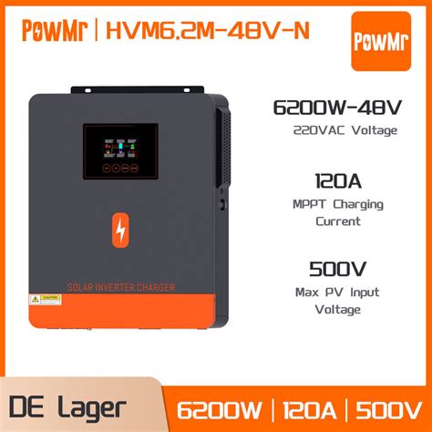 PowMr 6200W 48V Solar Inverter Reiner Sinus Wechselrichter MPPT 120A