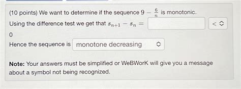 solved 10 ﻿points ﻿we want to determine if the sequence