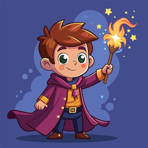 Boy In Wizard Robe Cartoon Vector Drawing Premium Ai Generated Vector