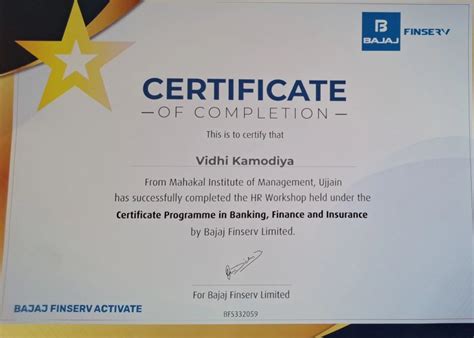 Vidhi Kamodiya On Linkedin Bajaj Certification
