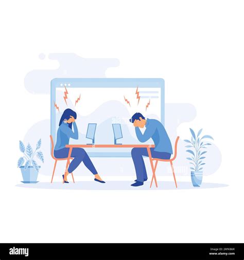 Stress Management People Having Stress Moment Chasing Deadline Flat