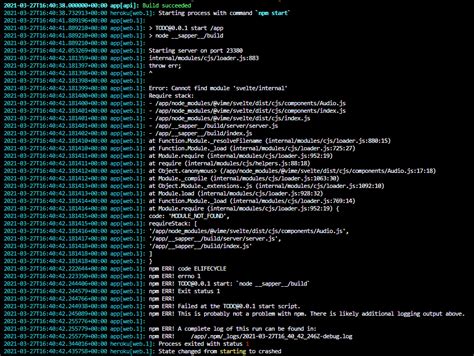 Sapper App Cannot Find Module Svelteinternal In Heroku But Does In